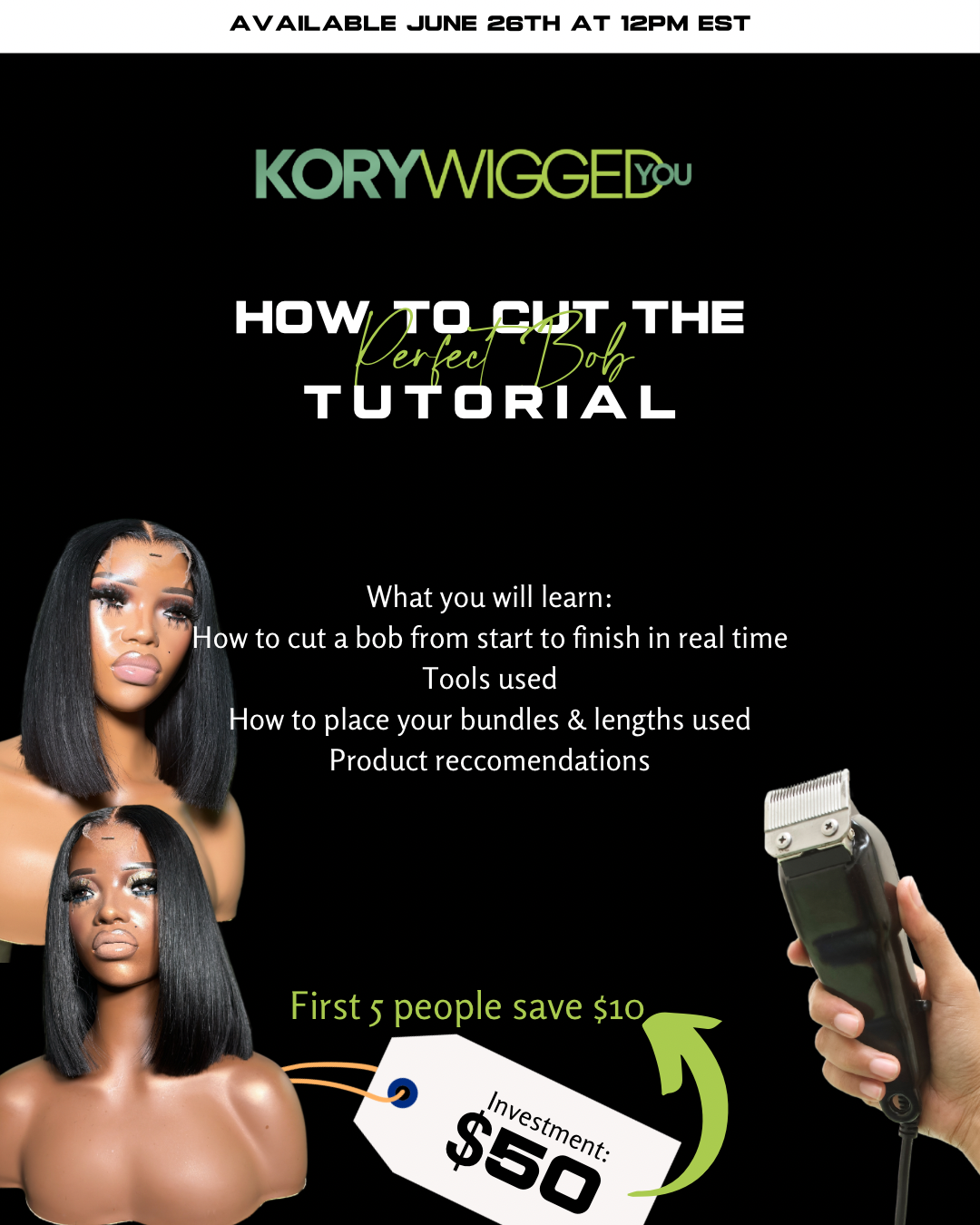 How to cut a bob tutorial – Kory Wigged You LLC